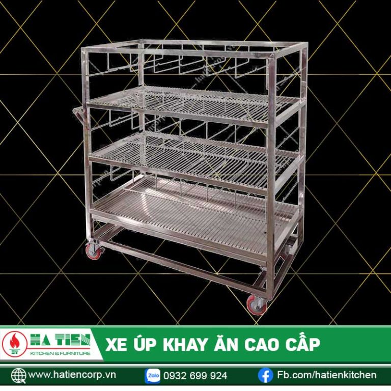 Xe úp khay ăn bằng inox cao cấp | Xe inox Hà Tiên
